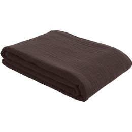 Wohndecke "HEVIN", braun, B:280cm L:250cm, Baumwolle, LeGer Home by Lena Gercke, Wohndecken, Wohndecke, Tagesdecke im Baumwoll-Crinkle-Effekt, Musselin, Kuscheldecke