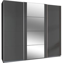 Schwebet&uuml;renschrank wimex "Bern Schiebet&uuml;renschrank", grau (graphit, alu), B:225cm H:210cm T:64cm, Holzwerkstoff, Schr&auml;nke, Schwebet&uuml;renschrank, Schrank mit zus&auml;tzlicher Innenausstattung, Garderobe