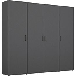 Kleiderschrank Rauch "VOYAGER Garderobe W&auml;scheschrank Schlafzimmer", grau (graumetallic, griffe graumetallic), B:187cm H:194cm T:53cm, Holzwerkstoff, Schr&auml;nke, Kleiderschrank, mit 2 modernen Griffvarianten, viel Stauraum MADE IN GERMANY
