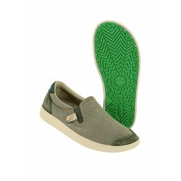 Satorisan S.L Herren Slipper Kung Fu Gr&uuml;n Twill-Baumwolle mit Veloursleder
