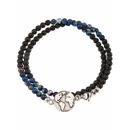 Mey & Edlich Mey & Edlich Herren Naturgewaltiges Wickelarmband Schwarz Vulkanstein, Quarz, nickelfreier Edelstahl