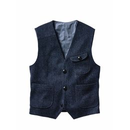 Mey & Edlich Mey & Edlich Herren Portugiesische Tweed-Weste Blau 100 % Schurwolle
