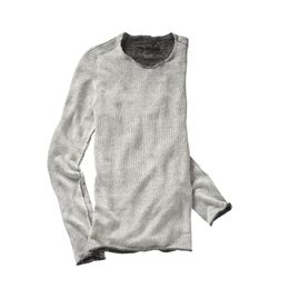 Hannes Roether Herren Edelmetallpullover so10ber Grau 50 % Leinen, 45 % Baumwolle, 5 % Kaschmir