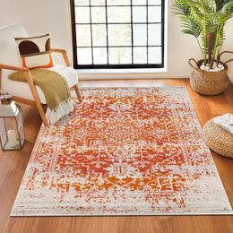 Teppich LIVABLISS "SYRACUSA", orange, B:200cm H:11mm L:275cm, Kunstfaser, Teppiche, Teppich, Kurzflor Orientteppich, Wohnzimmer, Schlafzimmer, Orange