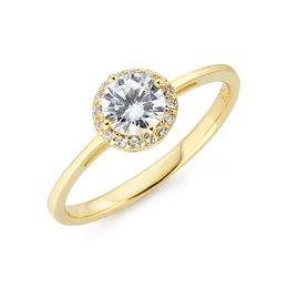 Fingerring Firetti "Schmuck Geschenk Silber 925 Silberring Verlobungsring" Gr. 56, gold (gelbgoldfarben, kristallwei&szlig;), Fingerringe, Damen, 56, Silber 925 (Sterlingsilber), 2mm, Fingerring, mit Zirkonia (synth.)