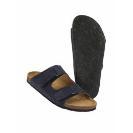 Plakton Herren Memory-Sandale Blau Rind- und Veloursleder