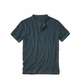 Mey & Edlich Mey & Edlich Herren Stehkragen-Polo Blau 100 % Baumwolle
