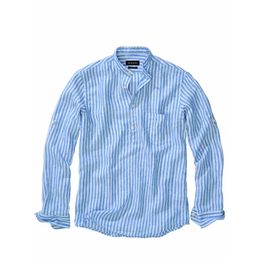 Mey & Edlich Mey & Edlich Herren Halsfrei-Siesta-Hemd Blau 100 % Leinen