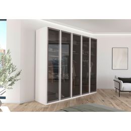 Kleiderschrank Rauch "Schrank Garderobe SKAT SHINE Breiten 151/201/251/301cm, H&ouml;he 223/235cm", alpinwei&szlig;, B:251cm H:223cm T:61cm, Glas, Holzwerkstoff, Schr&auml;nke, Kleiderschrank, edle Schrankfront mit hochwertigen Glasrahment&uuml;ren MADE IN GERMANY