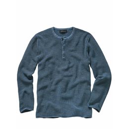 Mey & Edlich Mey & Edlich Herren Waffle-Knit-Henley Blau 100 % Baumwolle (bio)