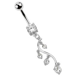 Adelia&acute;s Bauchnabelpiercing ADELIA&acute;S "Piercing - Bauchnabelpiercing Pewter Banane Stein", lavenda, Piercings, Damen, Banane mit Stein, 32 mm L&auml;nge, 1,6 mm St&auml;rke, Pewter