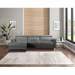 Ecksofa OTTO HOME "LUND, L-Form, 261cm, man. o. elektr. Relaxfunktion (mit USB-A)", grau, B:261cm H:97cm T:179cm, Kunstleder 100% Polyurethan, Sofas, Ecksofa, und Kopfteilverstellung