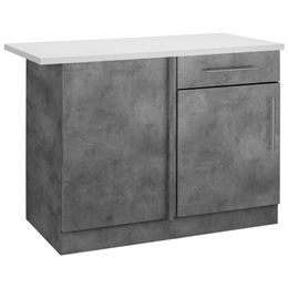 Wiho-K&uuml;chen Eckunterschrank WIHO K&Uuml;CHEN "Cali", grau (front und korpus: betonfarben, arbeitsplatte: canvas grau), B:110cm H:85cm T:60cm, Schr&auml;nke, Eckunterschrank, 110 cm breit