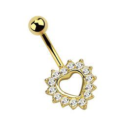 Adelia&acute;s Bauchnabelpiercing ADELIA&acute;S "Piercing - Bauchnabelpiercing 316L Stahl Herz Stein", klar, Piercings, Damen, Herz mit Stein, &Oslash; 16 mm, 1,6 mm St&auml;rke, 316L Stahl