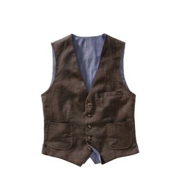 Mey & Edlich Mey & Edlich Herren Pfeif-drauf-Weste Braun 100 % Leinen