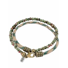 Mey & Edlich Mey & Edlich Herren Barcelona-Talisman Gr&uuml;n Mineralsteine, Stoffband, Zwischenst&uuml;cke und Verschluss aus Messing