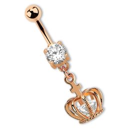 Adelia&acute;s Bauchnabelpiercing ADELIA&acute;S "Piercing - Bauchnabelpiercing Messing Krone Stein", gold, Piercings, Damen, Krone mit Stein, &Oslash; 11 mm, 1,6 mm St&auml;rke, Messing