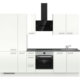 K&uuml;chenzeile Nobilia "Laser II", NEU: individuell anpassbar mit gratis Profi-Beratung", wei&szlig; (k&uuml;che: wei&szlig;, korpus: alpinwei&szlig;, arbeitsplatte: schwarzbeton nachbildung), B:270,3cm H:216,6cm T:60cm, Komplettk&uuml;chen-Sets, K&uuml;chenzeile, vormontiert, 270 cm breit, optional mit verschiedenen E‑Ger&auml;te-Sets