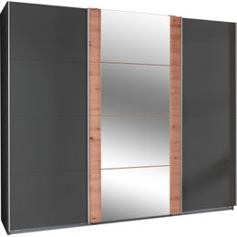 Schwebet&uuml;renschrank wimex "Bern Schiebet&uuml;renschrank", grau (graphit, artisan oak nachbildung, alu), B:313cm H:236cm T:64cm, Holzwerkstoff, Schr&auml;nke, Schwebet&uuml;renschrank, Schrank mit zus&auml;tzlicher Innenausstattung, Garderobe
