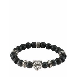 Mey & Edlich Mey & Edlich Herren Black-Panther-Armband Braun Versilbertes Zinn, Lavaperlen