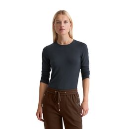 Marc O'Polo Langarmshirt MARC O'POLO "aus TENCEL&trade; Modal-Baumwolle-Mix", Damen, Gr. XL, schwarz navy, Obermaterial: 46% Modal, 46% Baumwolle, 8% Elasthan, unifarben, Basic, slim fit, Rundhals, Babylock, Shirts Langarmshirt