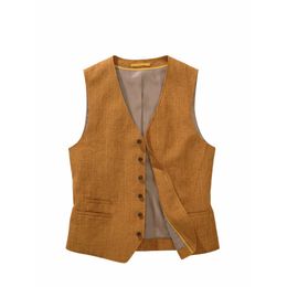 Mey & Edlich Mey & Edlich Herren Abendsonnenklare Weste Gelb 100 % Leinen
