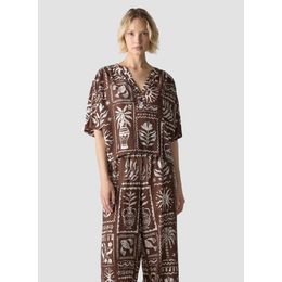 Klassische Bluse Lecomte "Bluse", Damen, Gr. 40, braun, 80%Viskose 20%Polyamid, ethno, gerade, Blusen Bluse