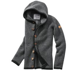 Liebling Herren Alpen-Hoodie-Jacke Thomas II Grau 100 % Schurwolle