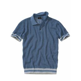 Mey & Edlich Mey & Edlich Herren Marmor-Strickpolo Blau 100 % Baumwolle