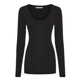 Funktionstop SEAMLESS BASIC "Seamless Basic Top Retro V-neck", Damen, Gr. S/M, schwarz, Obermaterial: 100% Baumwolle, Tops