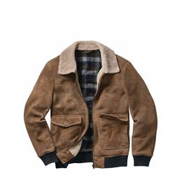 Mey & Edlich Mey & Edlich Herren Tollk&uuml;hne Fliegerjacke Braun Ziegenveloursleder