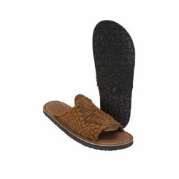 CANO Herren Web-Slipper Braun Rahmengen&auml;ht und geklebt