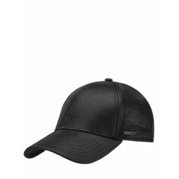 Stetson Herren Leder-Baseballcap Schwarz Rindleder