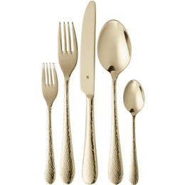 Besteck-Set WMF "Sitello", gold (goldfarben), 30 Stk., Cromargan Edelstahl Rostfrei 18/10, Essbesteck-Sets, geschmiedete Messer, farbecht, Wellenschliff, sp&uuml;lmaschinenfest
