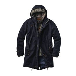 Mey & Edlich Mey & Edlich Herren Ganzjahres-Parka Blau Au&szlig;enjacke Obermaterial: 53 % Polyester, 33 % Baumwolle, 14 % Polyamid