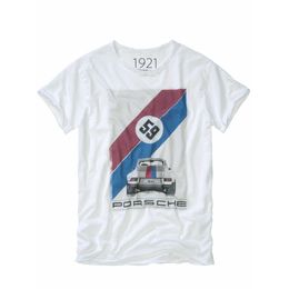 1921 T-Shirts Herren T-Shirt Carrera Wei&szlig; 100 % Baumwolle
