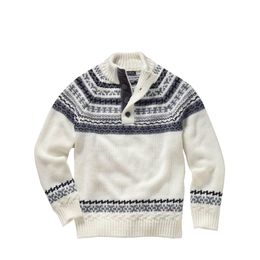 Mey & Edlich Mey & Edlich Herren Italo-Norweger-Pullover Wei&szlig; 70 % Wolle, 30 % Acryl