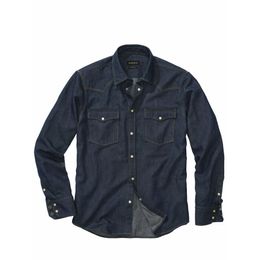 Mey & Edlich Mey & Edlich Herren Rohes Westernhemd Blau 65 % Baumwolle, 35 % Leinen