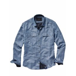 Mey & Edlich Mey & Edlich Herren Melange-Hemd Blau 65 % Baumwolle, 31 % Leinen, 4 % Wolle