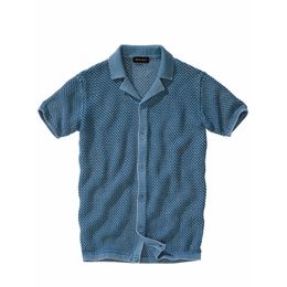 Mey & Edlich Mey & Edlich Herren Waben-Strickpolo Blau 100 % Baumwolle (bio)
