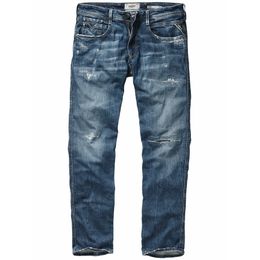 Replay Herren Jeans Anbass Destroy Blau 99 % Baumwolle, 1 % Elasthan