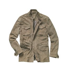 Mey & Edlich Mey & Edlich Herren Oldtimer-Lederjacke Grau Obermaterial: Ziegenveloursleder