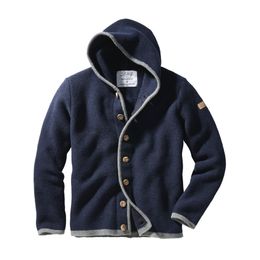 Liebling Herren Alpen-Hoodie-Jacke Thomas II Blau 100 % Schurwolle