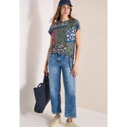 Print-Shirt Cecil, Damen, Gr. XL (44), khaki, Web, 50% Baumwolle, 50% Modal, gemustert, comfort fit normal, U-Boot-Ausschnitt, B&uuml;ndchen, Shirts, mit U-Boot-Ausschnitt