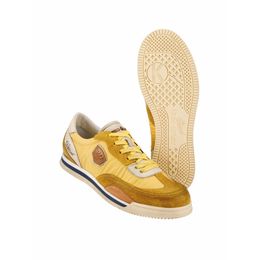 Kamo Gutsu Herren Low-Top-Sneaker Scudo Gelb Kalbleder, Baumwolle