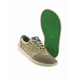 Satorisan S.L Herren Barfu&szlig;-Sneaker Hatko Gr&uuml;n Leder, Leinen und Baumwolle