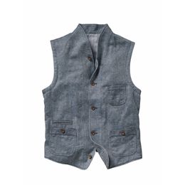 Mey & Edlich Mey & Edlich Herren Architekten-Weste Blau 53 % Leinen, 47 % Baumwolle