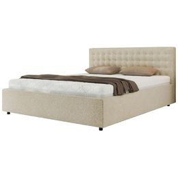 H&ouml;ffner Polsterbett 200x200 Creme mit Bettkasten Pavo Classic creme Ma&szlig;e (cm): B: 208 H: 91 &raquo; H&ouml;ffner