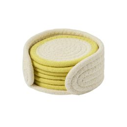 HOME STORY 6er Untersetzer &brvbar; gelb &brvbar; Textil &brvbar; Ma&szlig;e (cm): H: 6 &Oslash;: 11 &raquo; H&ouml;ffner