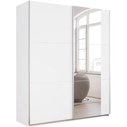 Schwebet&uuml;renschrank Rauch "Kleiderschrank Dreht&uuml;renschrank Schrank Garderobe KRONACH", wei&szlig; (alpinwei&szlig;, griffleisten alu, 1 spiegel), B:175cm H:210cm T:59cm, Holzwerkstoff, Schr&auml;nke, Schwebet&uuml;renschrank, optional ohne, mit 1 oder 2 Spiegel, viel Stauraum MADE IN GERMANY